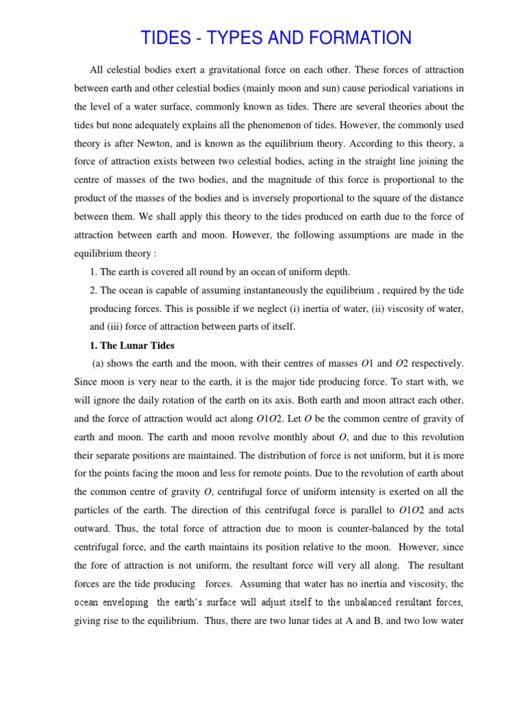 Tides Types and Formation | PDF | Tide | Moon