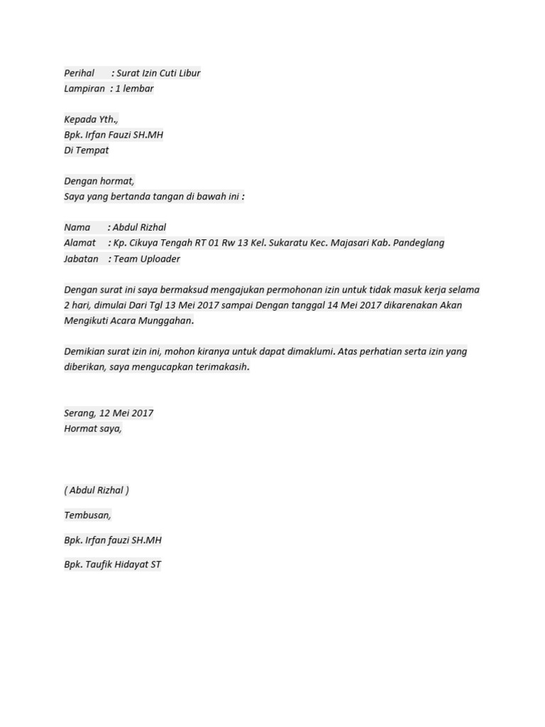 Contoh Surat Ijin | PDF