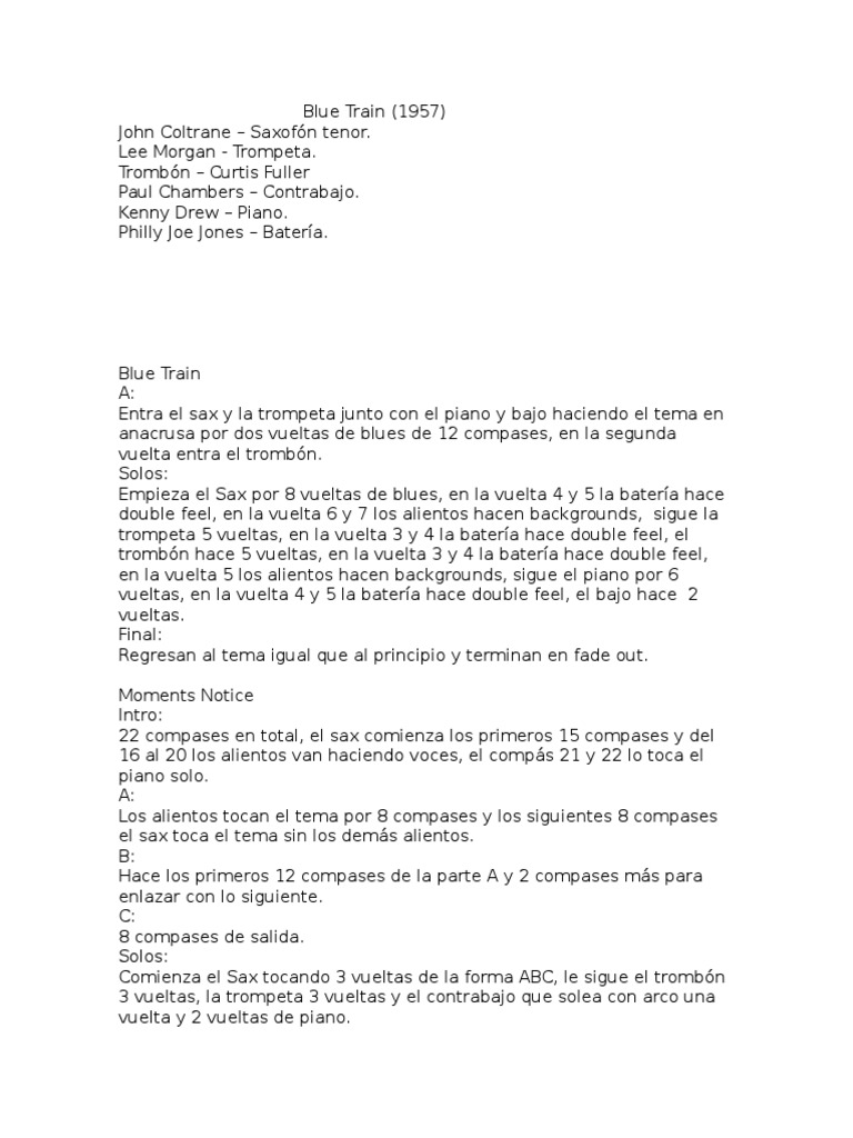 Blue Train | PDF | Jazz | Musica Popular