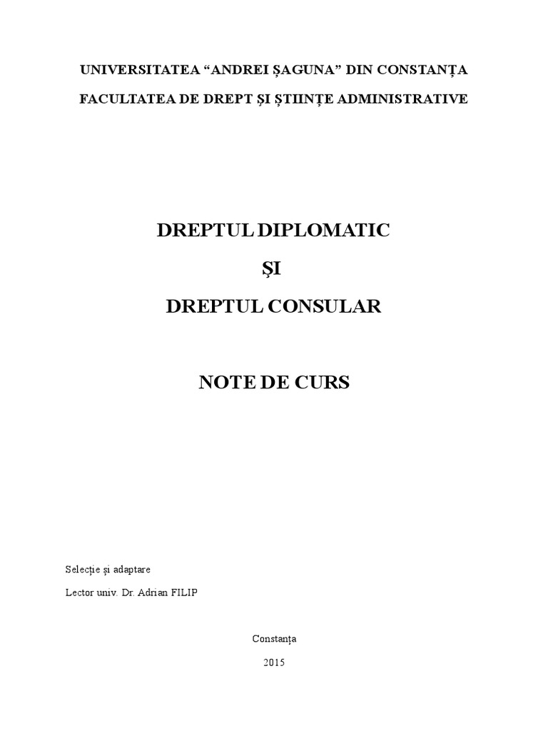 Drept Diplomatic Si Consular | PDF