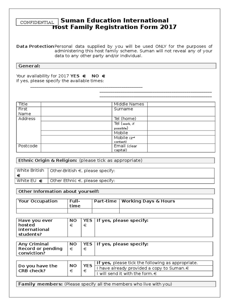Host Family Application Form For 2017 | PDF | Cyberspace | Computing