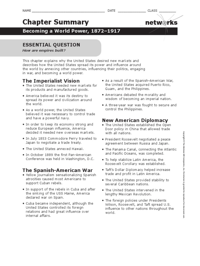 Imperialism - Chapter Summary | PDF | Diplomacy | The United States