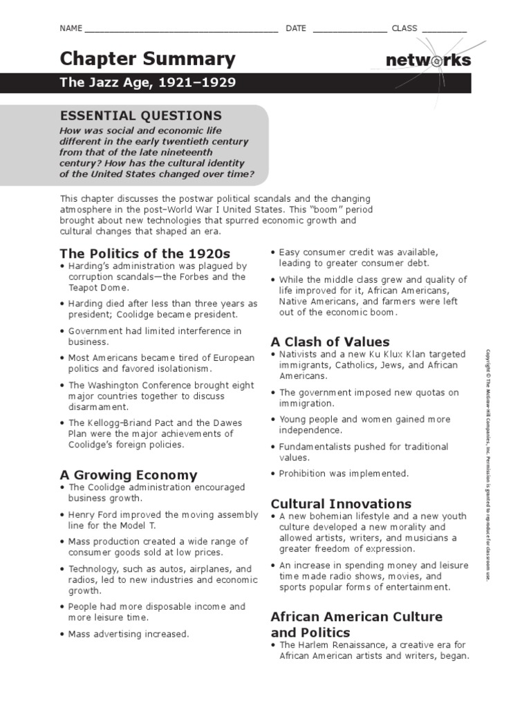 1920s - Chapter Summary | PDF | Calvin Coolidge | The United States
