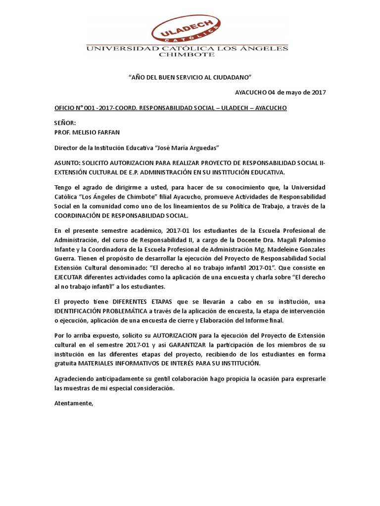 Modelo de Oficio de Gestión