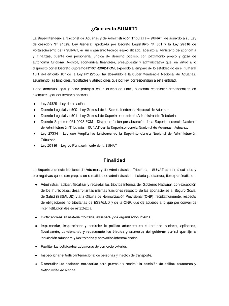 Qué Es La SUNAT PDF | PDF | aduana | Impuestos