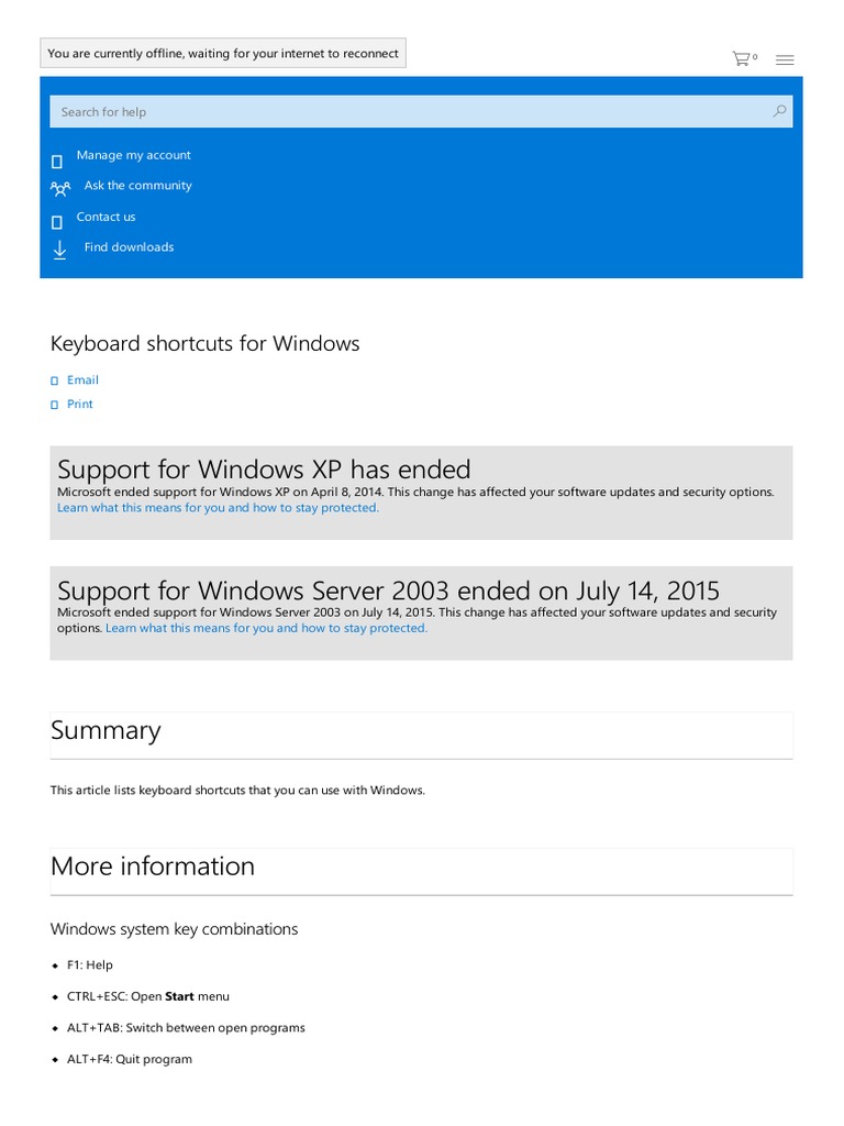 Keyboard Shortcuts For Windows | PDF | Microsoft Windows | Keyboard ...