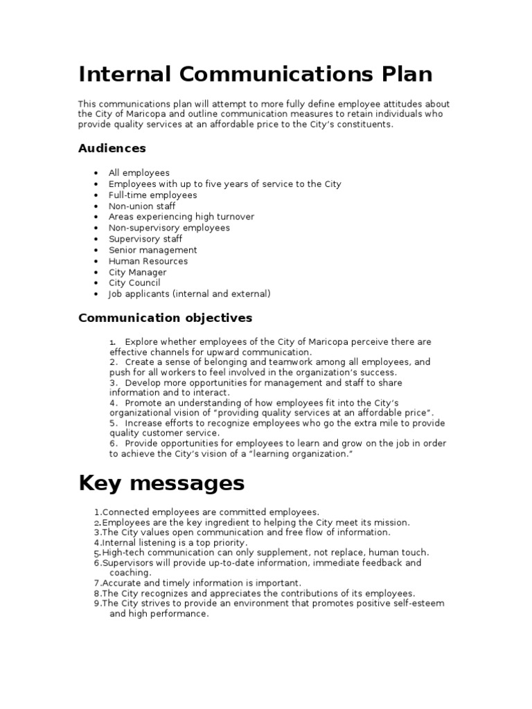 City of Maricopa Internal Communications Plan | PDF | Human Resources ...