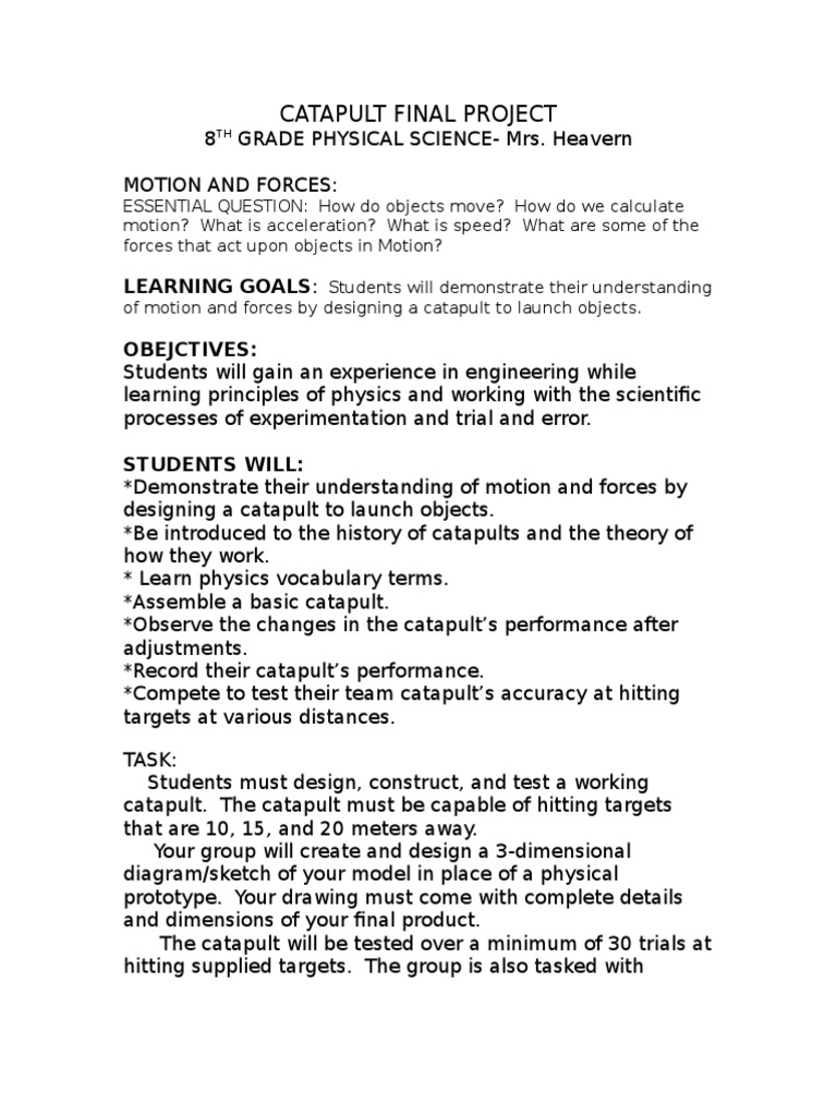 Motion Forces Paper Catapult | PDF