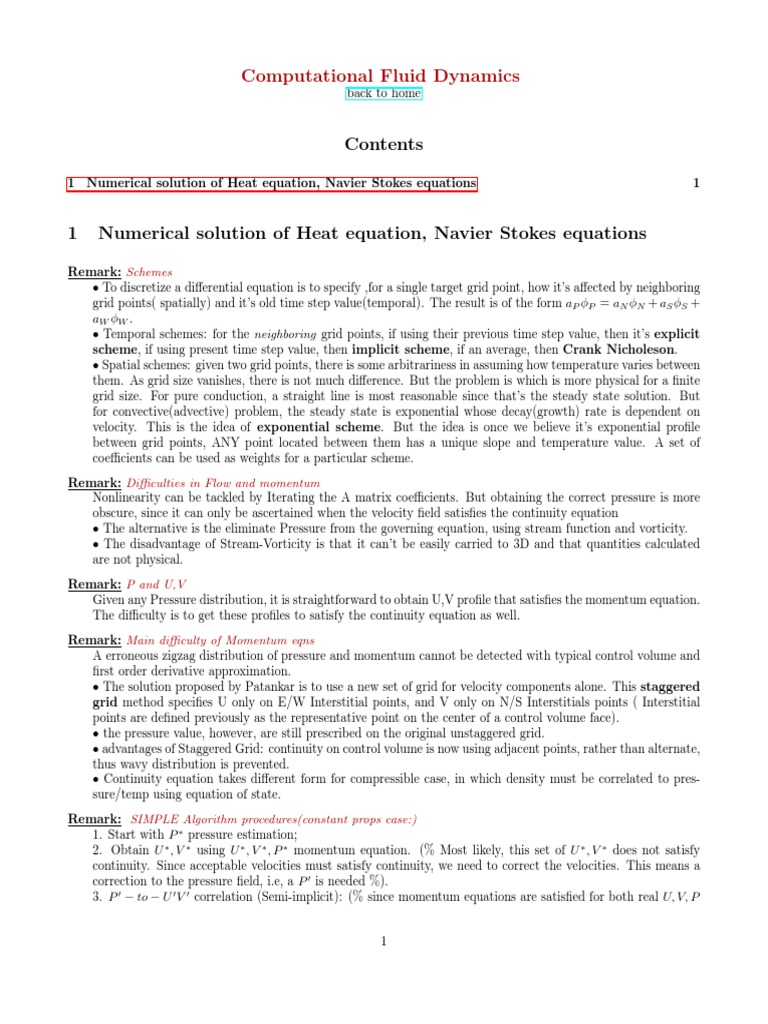 Notes On CFD | PDF | Computational Fluid Dynamics | Fluid Dynamics