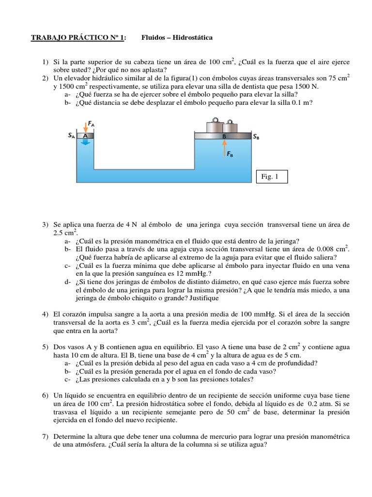 TP #1 (Hidrostática) | PDF | Presión | Densidad