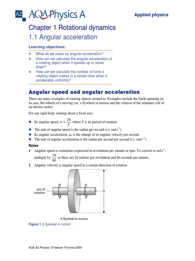 AQA A-Level Applied Physics Chapter 1 Rotational Dynamics | PDF | Rotation Around A Fixed Axis ...
