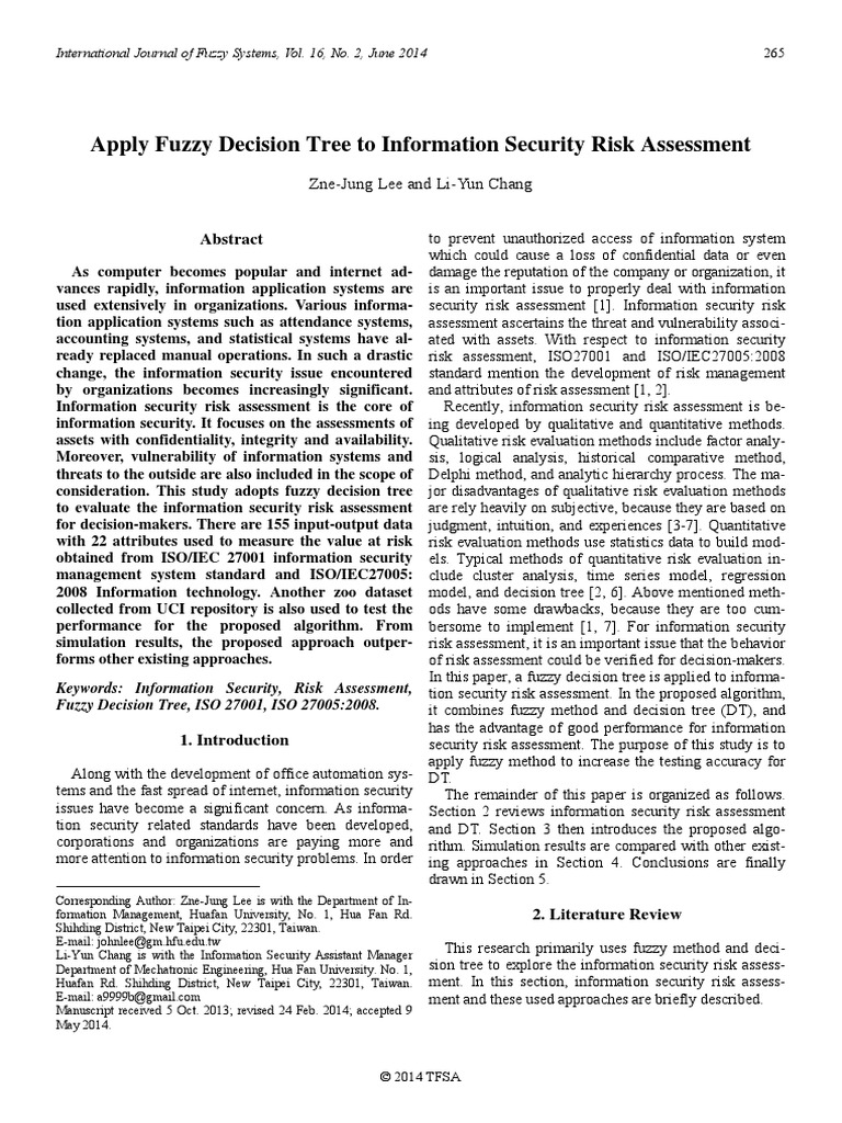 Fuzzy Decision Tree Pdf Information Security Risk