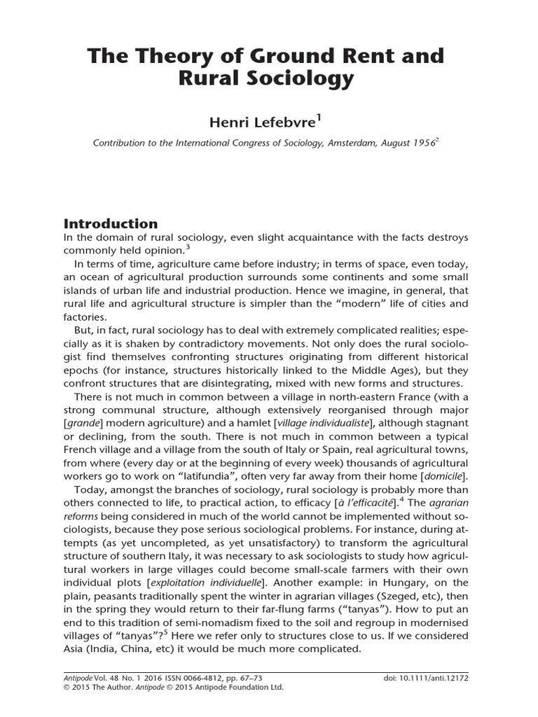 The Theory of Ground Rent AndRural Sociology | PDF | Capitalism | Karl Marx