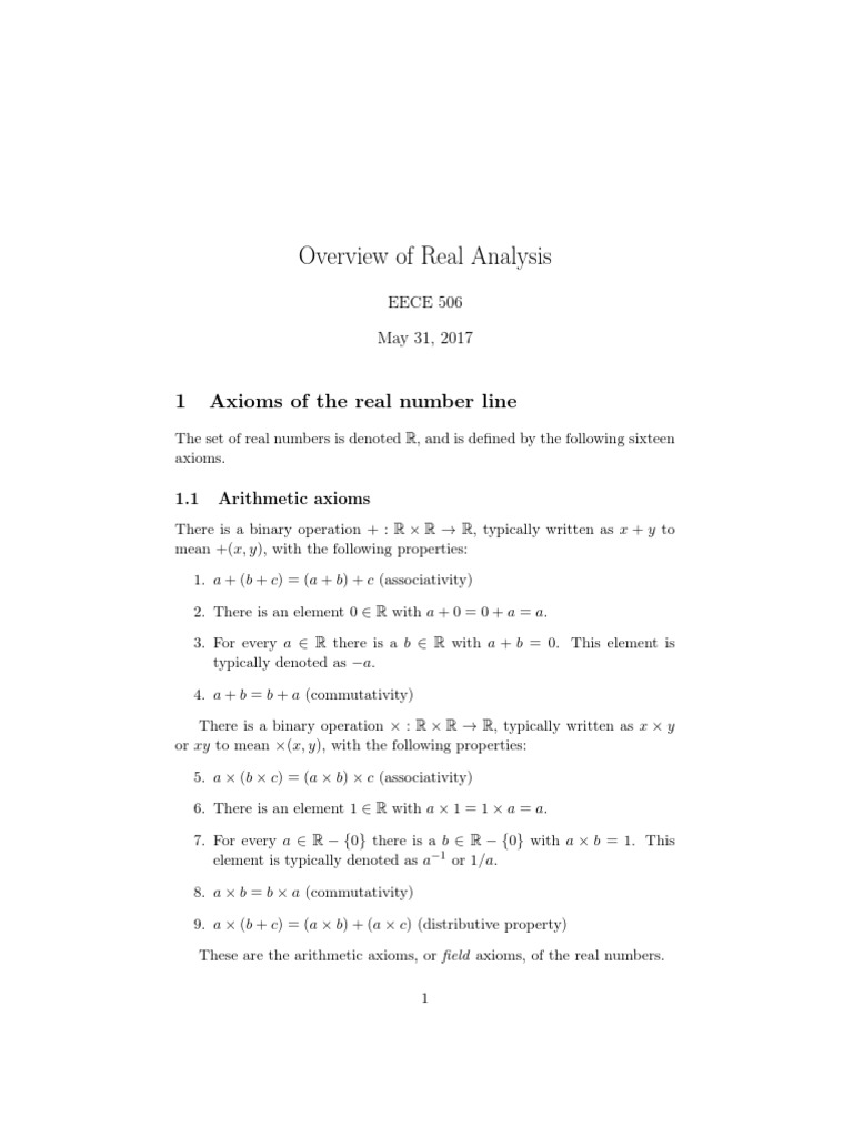 Overview of Real Analysis | PDF | Real Number | Empty Set