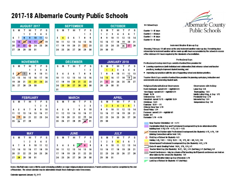 2017 18 School Year Calendar Approved 011217 Eng | PDF | Holidays ...
