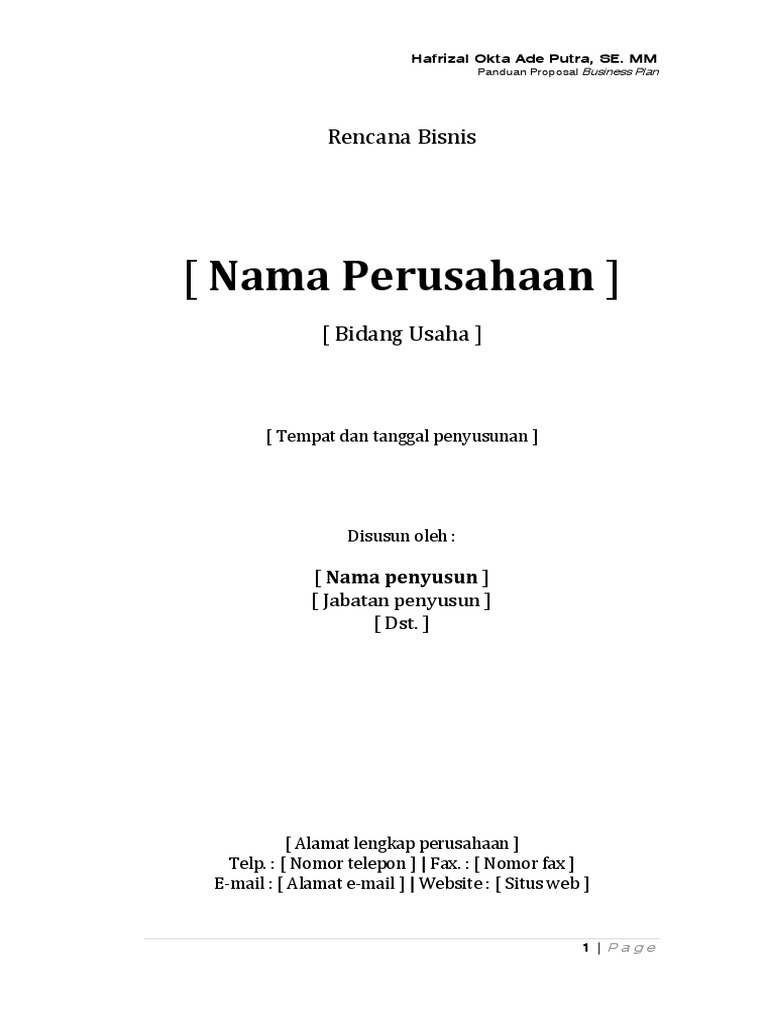 Panduan Proposal Business Plan PDF | PDF