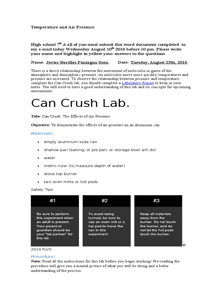 Can Crush Lab Javy | PDF | Pressure | Atmosphere Of Earth