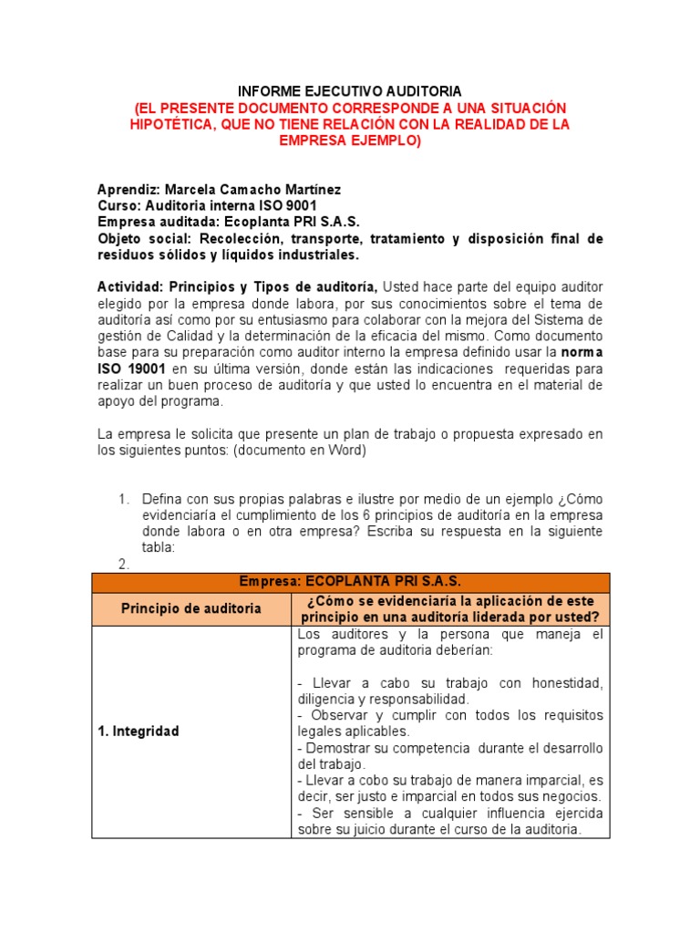 Informe Auditoria | PDF | Calidad (comercial) | Contralor