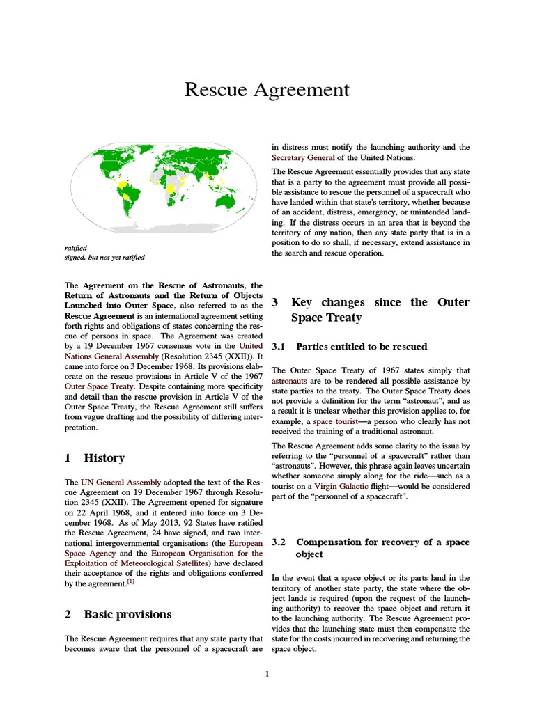 Rescue Agreement: 3 Key Changes Since The Outer Space Treaty | PDF ...