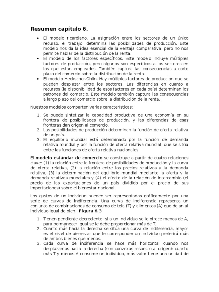 Resumen Capítulo 6 y 7 Eco Inter Krugman | PDF | Oferta y demanda | Equilibrio económico