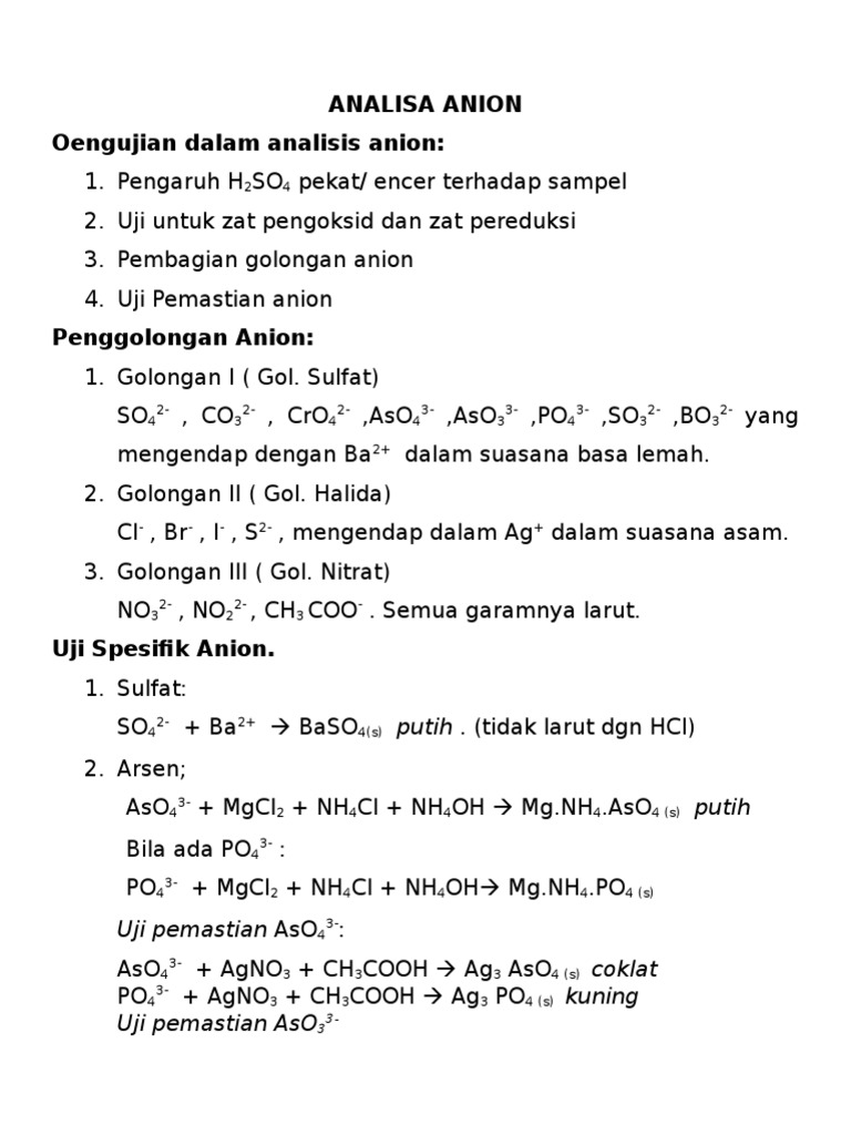 Analisis Kualitatif Anion Kimia | PDF