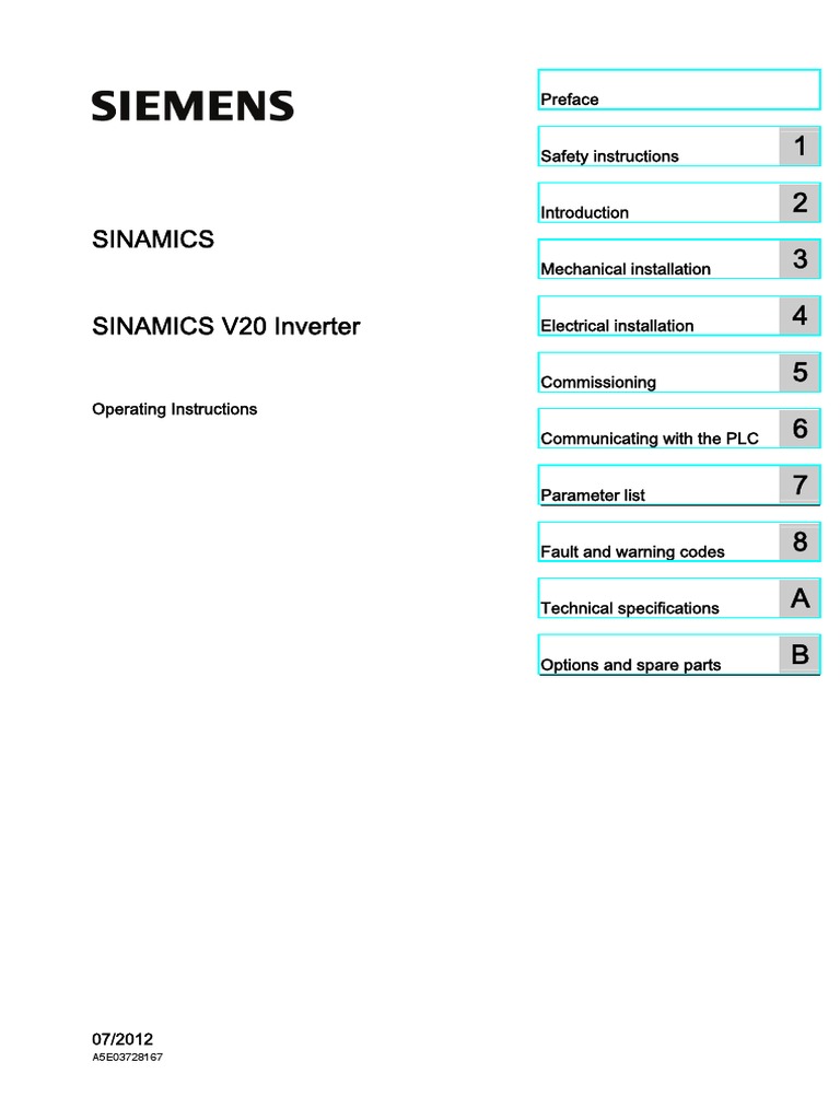 Sinamics V20 | PDF | Power Supply | Power Inverter