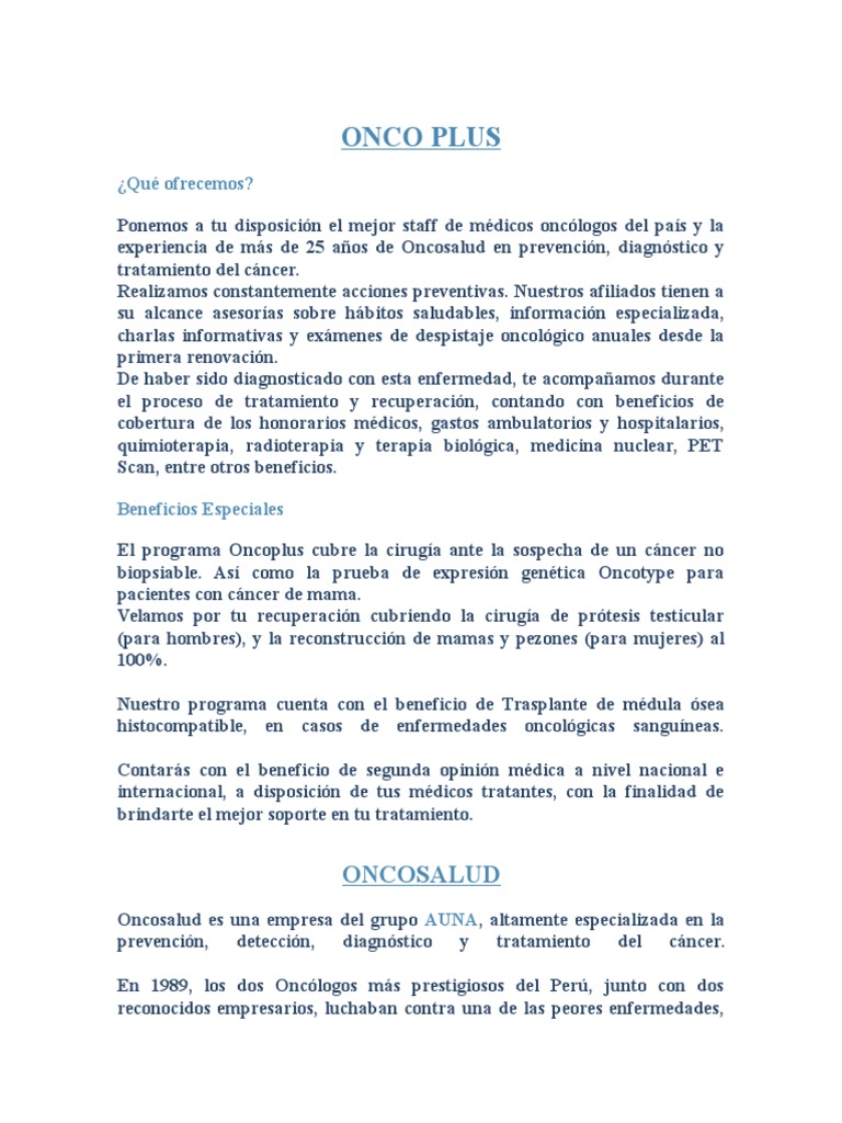 Onco Plus | PDF | Cáncer | Trasplante de células madre hematopoyéticas