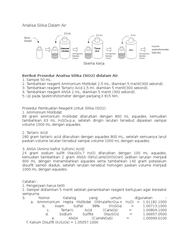Analisa Silika Dalam Air Pdf
