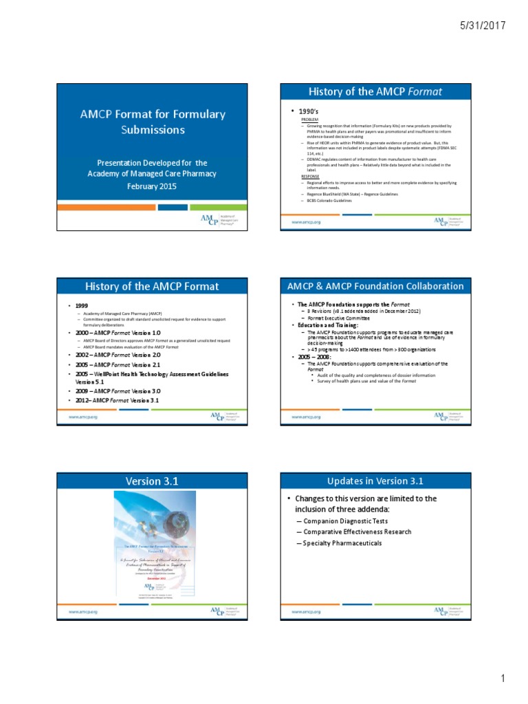 AMCP Format for Formulary Submissions - 2015 | Clinical Trial ...