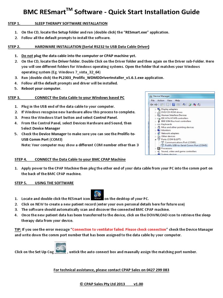Quick Start Guide - BMC RESmart Software With Data Cable v1.00 | PDF ...