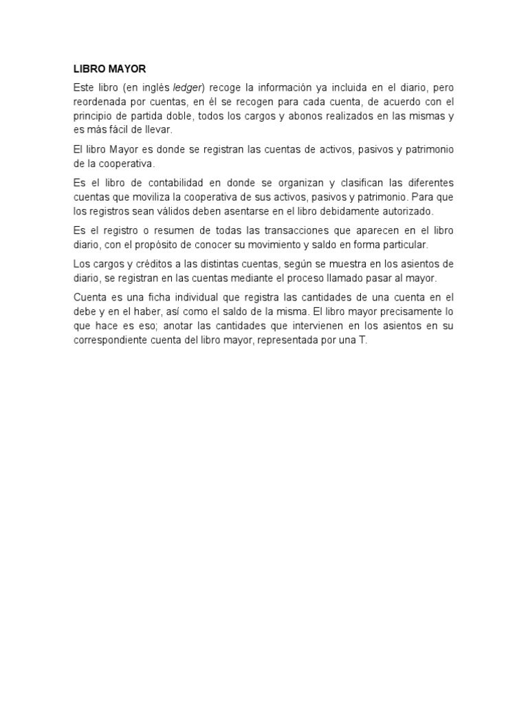 LIBRO MAYOR de Contabilidad | PDF