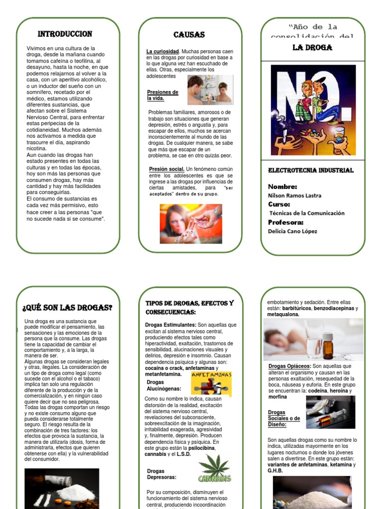 Triptico de Las Drogas | PDF | Drogas | Farmacología