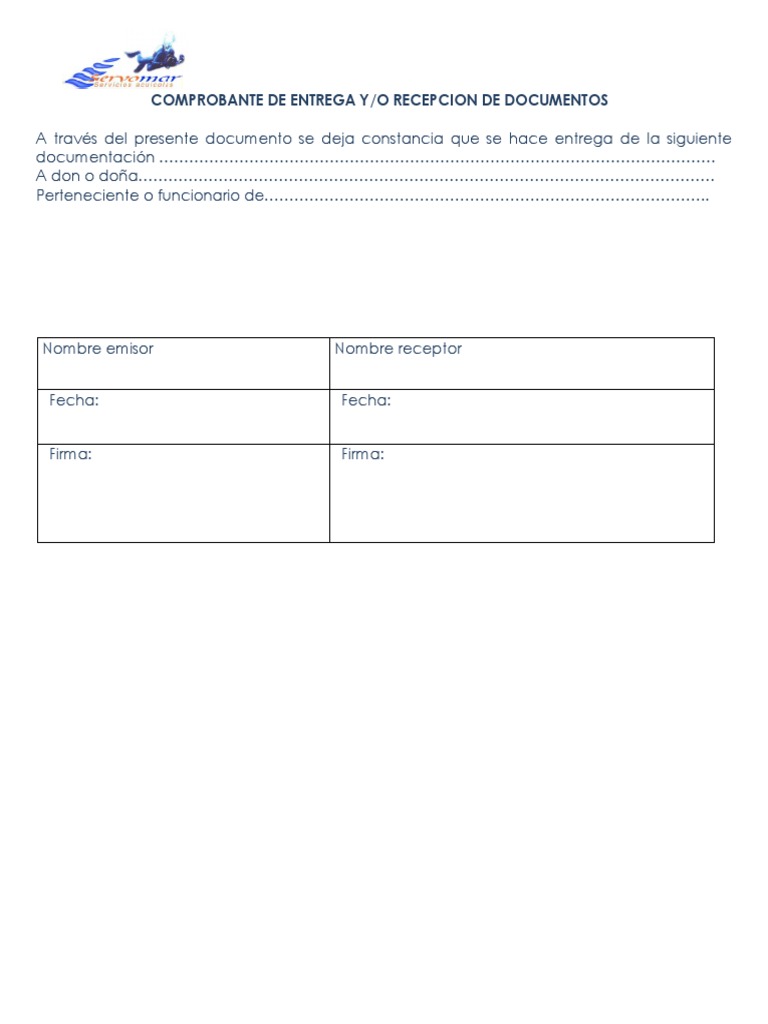 Comprobante Recepcion de Documentos | PDF