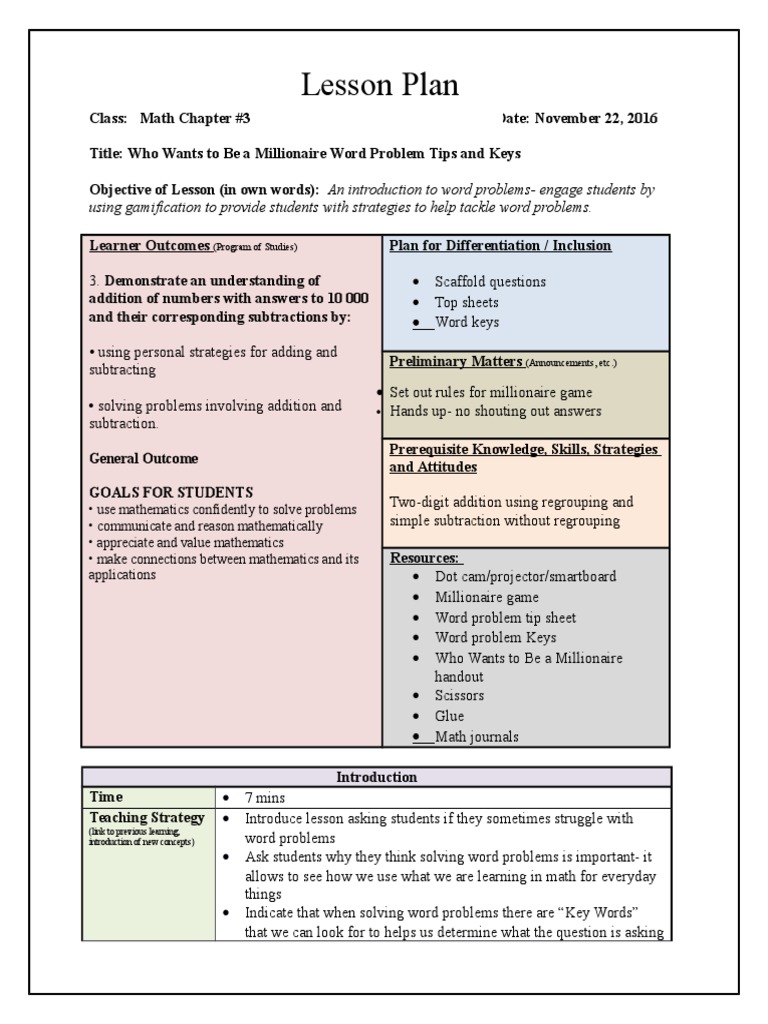 Lesson Plan: Using Gamification To Provide Students With Strategies To Help Tackle Word Problems ...