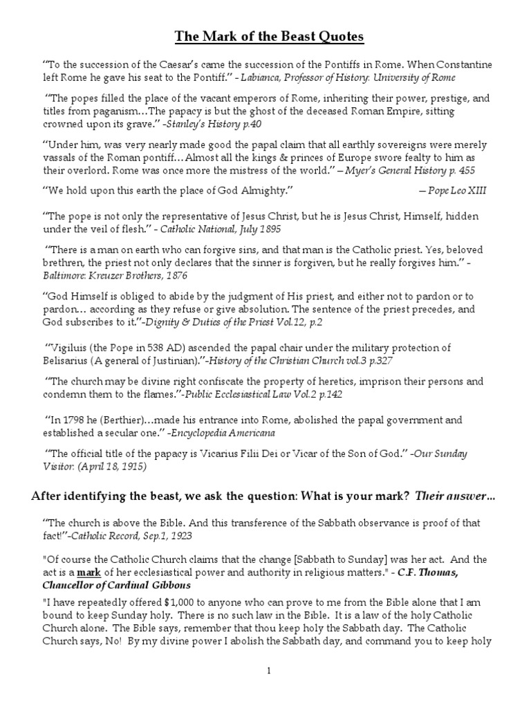 TMP 8878 26a The Mark of The Beast Quotes 281941719 | PDF | Sabbath In ...