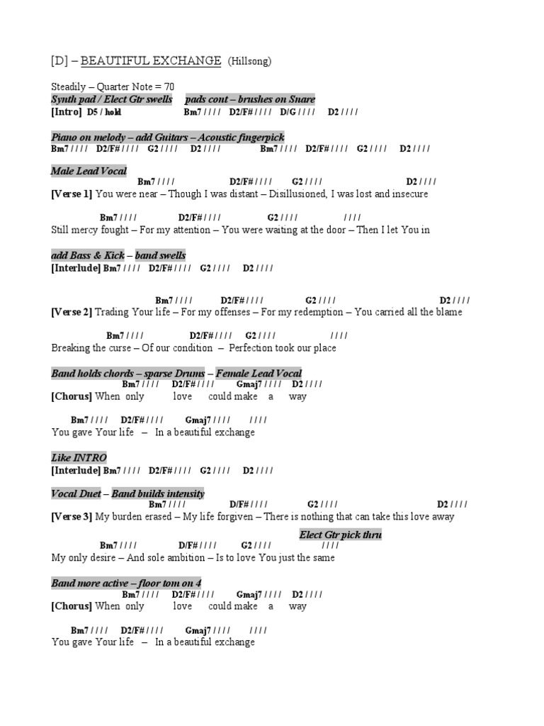 Beautiful Exchange - Hillsong | PDF | Songs | Popular Music