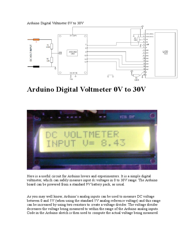Arduino Digital Voltmeter | PDF | Voltage | Arduino