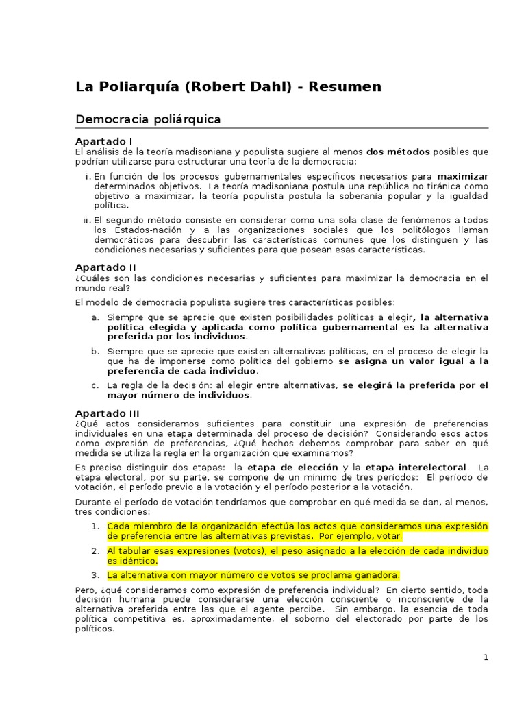 Dahl Robert - Poliarquia | PDF | Votación | Democracia