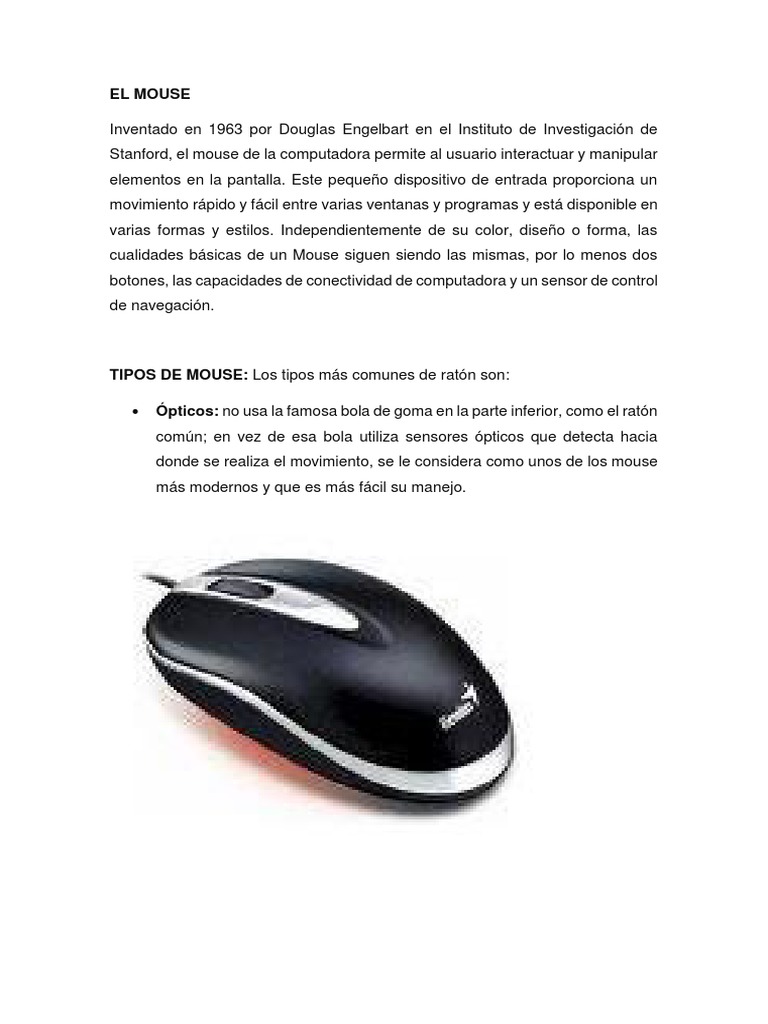 Tipos de Mouse | PDF | Hardware de la computadora | La interacción ...