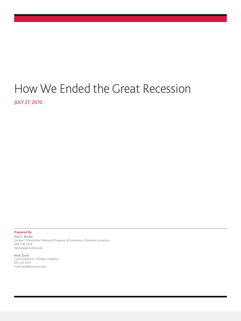 How We Ended The Great Recession | PDF | Financial Crisis Of 2007–2008 ...