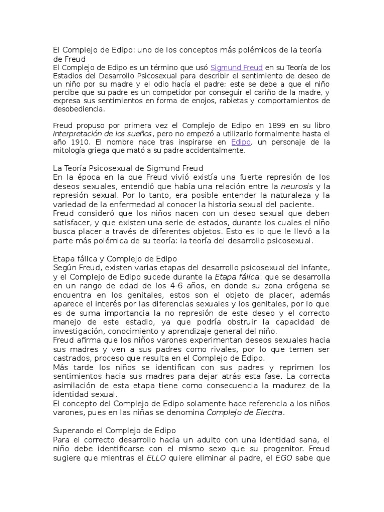 Freud y El Complejo de Edipo | PDF | Complejo de Edipo | Sigmund Freud