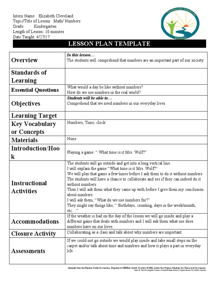 Lesson Plan Template: Standards of Learning | PDF | Educational ...