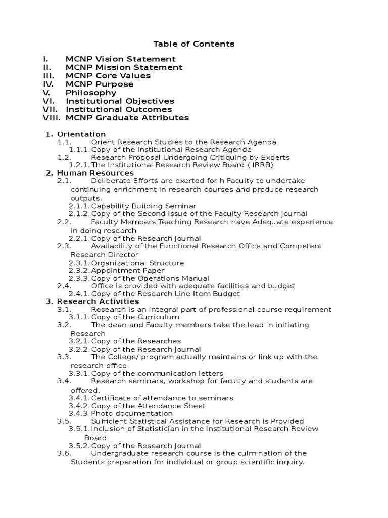 Table of Conents Final | Download Free PDF | Academic Journal | Curriculum