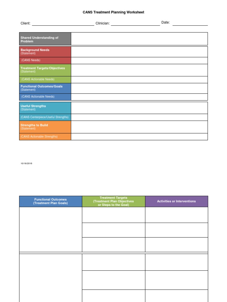 TX Planning Worksheet CANS Nov 9 | PDF