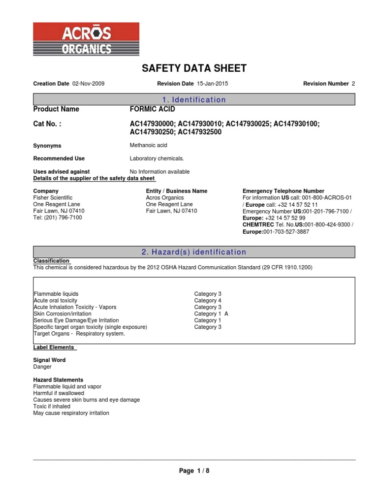 297795642-Formic-Acid.pdf | Dangerous Goods | Carbon Dioxide