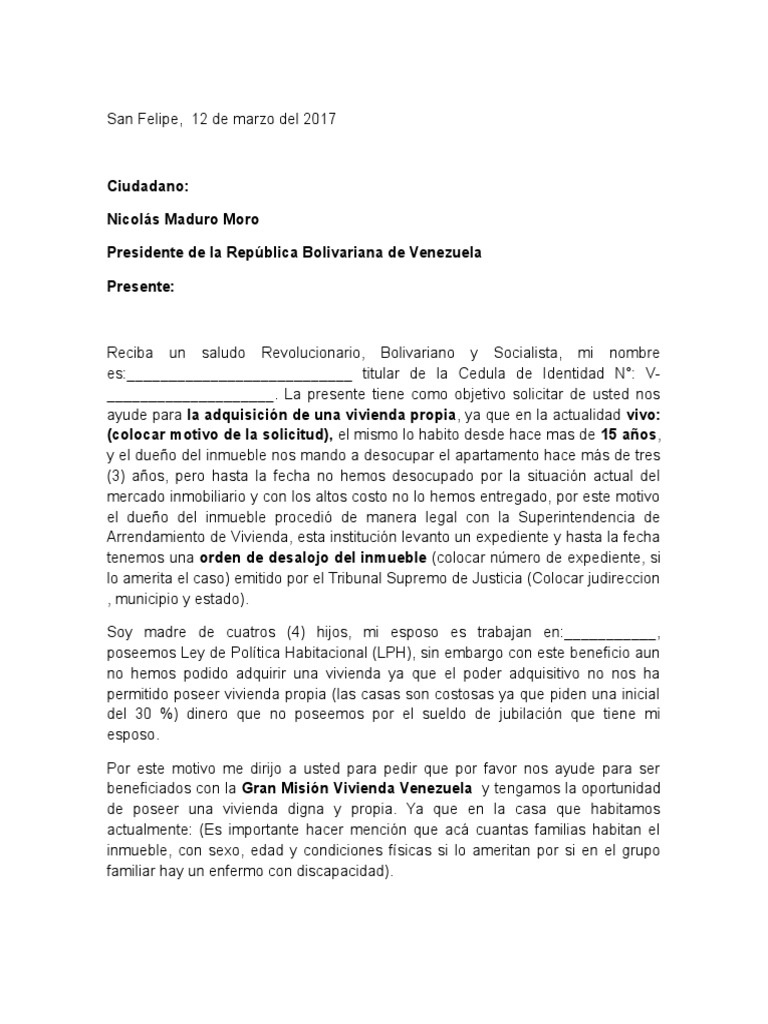 Carta al Presidente Nicolas Maduro | Nicolás Maduro | Venezuela