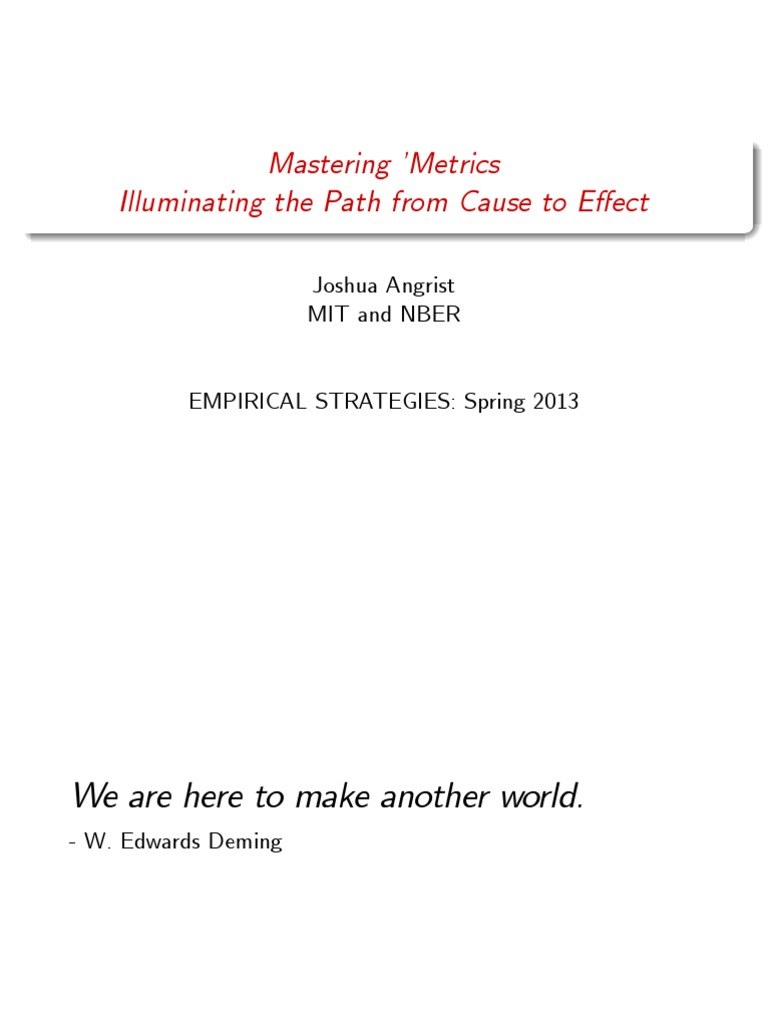 Mastering Metrics PDF | PDF | Ordinary Least Squares | Dummy Variable ...