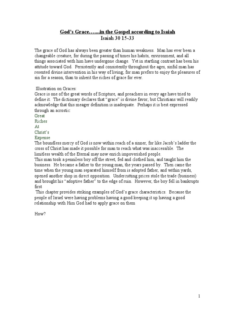 Sermon God's Grace According Tothe Gorspel of Isaiah | Download Free ...