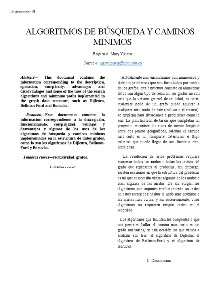 Algoritmos de Busqueda y Caminos Minimos | PDF | Informática teórica | Áreas de informática