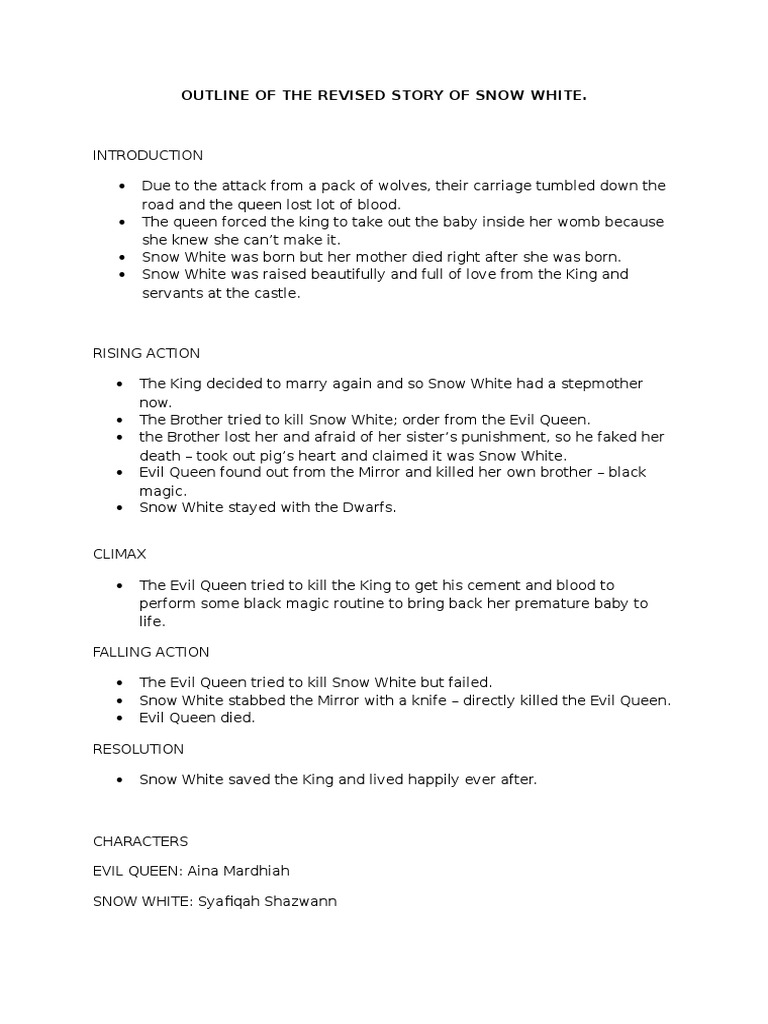 Outline of The Revised Story of Snow White | PDF